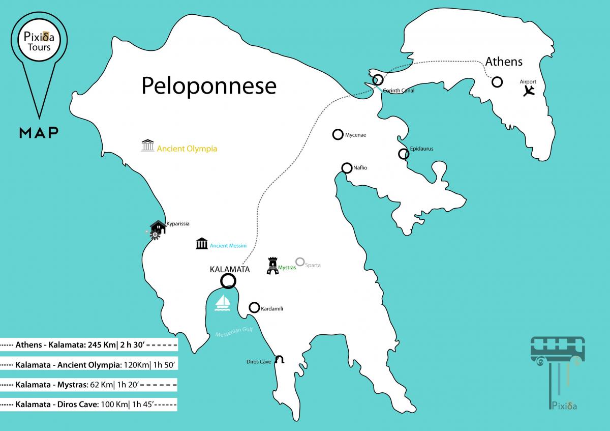 Peloponnese ancient Greece map - Map of ancient Greece peloponnesus ...
